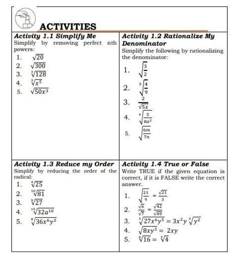Activity Simplify MeSimplify By Removing Perfect Nth Powers Brainly Ph