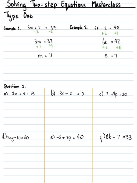 Two Step Equations Pdf