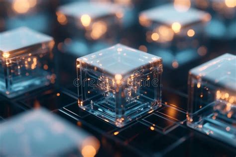 Glowing Futuristic Cubes With Digital Technology Theme Suitable As Background Stock