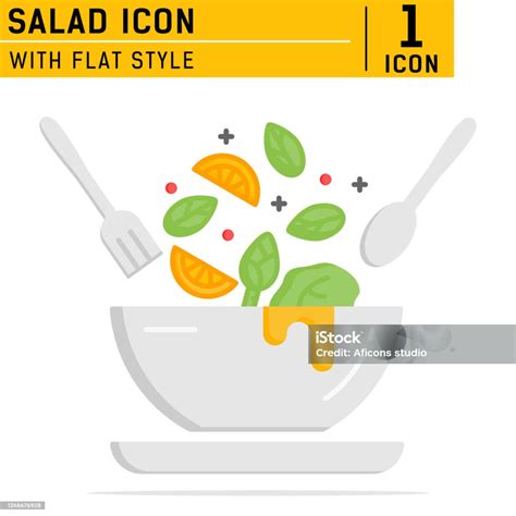 샐러드 플랫 아이콘 음식 요리 조리법 영양 개념 샐러드 재료 플랫 스타일 아이콘 샐러드와 그릇 아이콘 컬렉션 벡터 일러스트 개념 건강한 야채 음식과 그릇 자연 건강한 생활