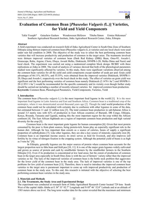 Evaluation Of Common Bean Phaseolus Vulgaris L Varieties For