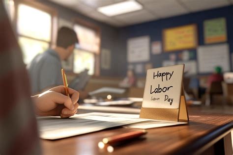 A Teacher Handing Out Assignments With Happy Labor Premium Ai