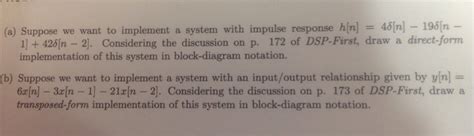 Solved Suppose We Want To Implement A System With Impulse Chegg Com