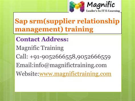 Ppt Sap Srmsupplier Relationship Management Training Powerpoint