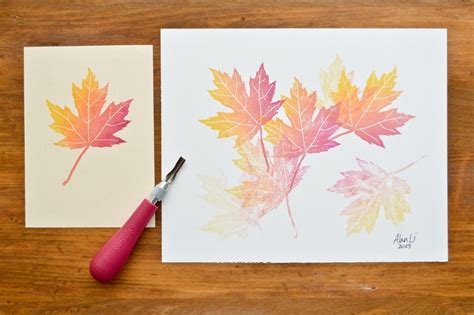 Fall Leaf Linocut Printmaking Workshop Now Toronto