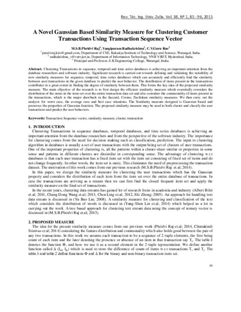 Pdf A Novel Gaussian Based Similarity Measure For Clustering Customer