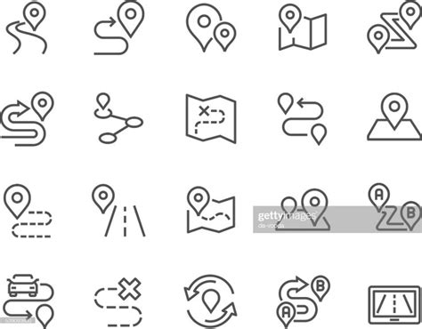 Simple Set Of Route Related Vector Line Icons