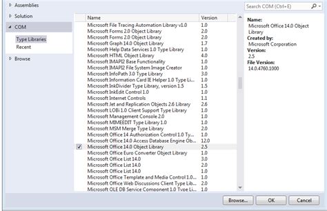C How To Add Interop Reference For Programmi Office Excel Word Stack Overflow