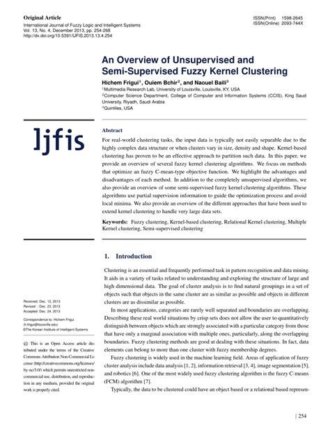 PDF An Overview Of Unsupervised And Semi Supervised Fuzzy Kernel Clustering