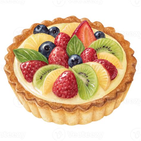 Vibrant Fruit Tartlet With Assorted Berries And Citrus On Wooden