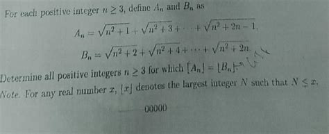 Solved For Each Positive Integer N≥3 ﻿define An ﻿and Bn