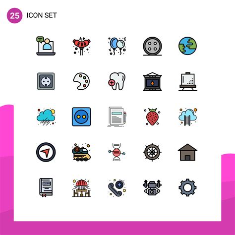 Pictogram Set Of 25 Simple Filled Line Flat Colors Of Earth Shirt Balloon Sewing Accessories