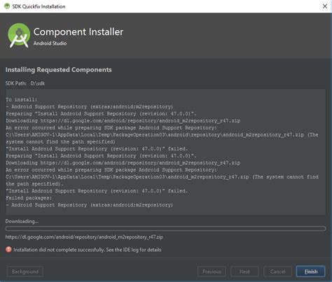 Android Support Library Rev47 Update Failure Stack Overflow