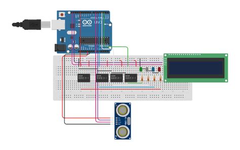 Circuit Design Ultrasonicsensortiratira Tinkercad