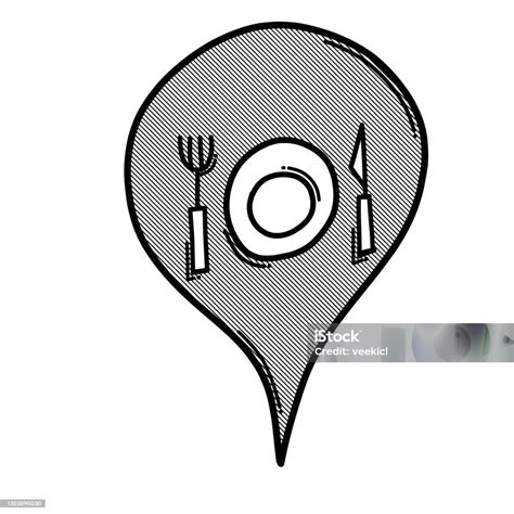 레스토랑 지도 위치 낙서 벡터 아이콘입니다 그리기 스케치 일러스트레이션 손 그린 선 Eps10 그리기에 대한 스톡 벡터 아트 및 기타 이미지 Istock