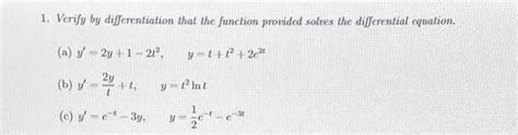 solved 1 verify by differentiation that the function