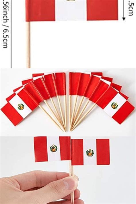Cyps 100 Pcs Peru Flag Peruvian Toothpick Flags Small Mini Stick