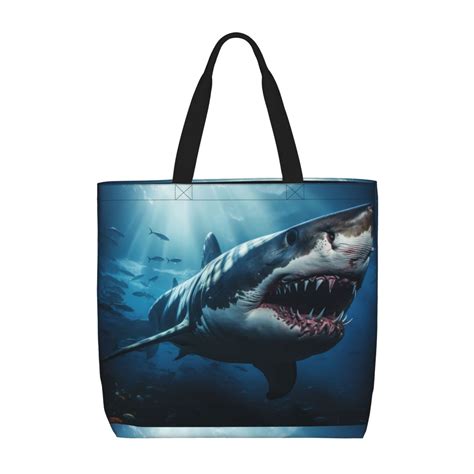 Disketp 3d Realistic Shark Canvas Tote Bagwomen Shoulder Bag Crossbody