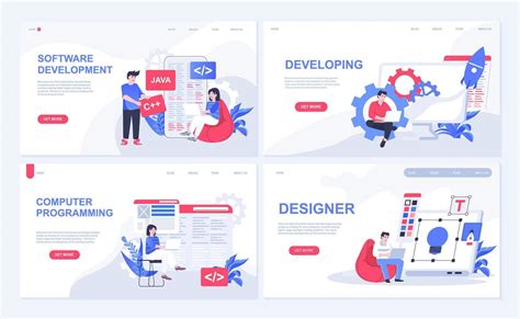 software development web concept for landing page in flat design