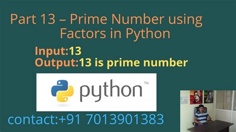 Prime Number Using Factors In Python Part 13 Youtube