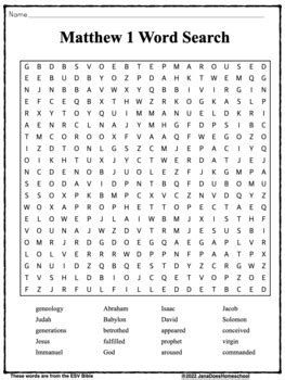 Bible Word Search Matthew 1 Words Spelling Practice By Jana Does