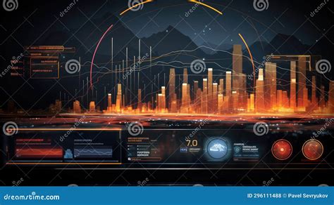 Dashboard UI Futuristic Data Panel With User Interface Elements Diagrams And Charts Vector
