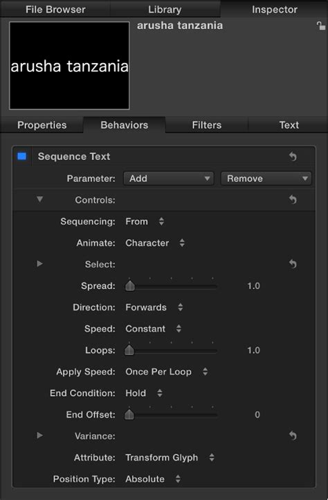 apply the sequence text behavior motion help