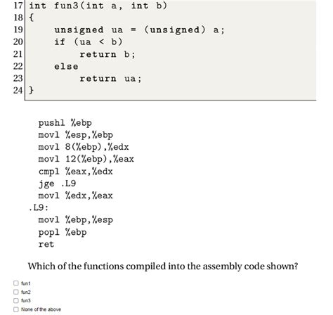 Solved Consider The Following C Functions And Assembly Chegg