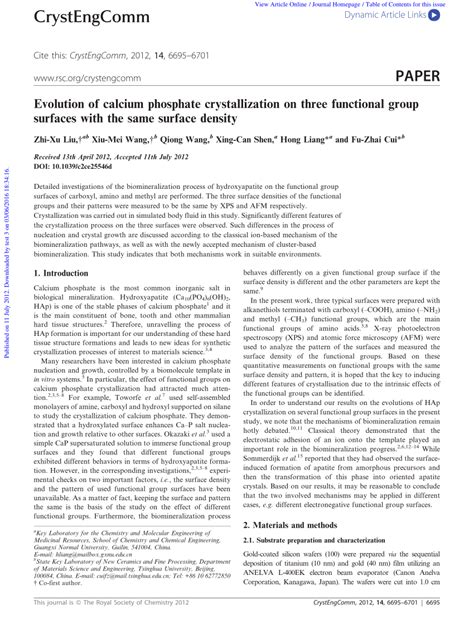 Pdf Evolution Of Calcium Phosphate Crystallization On Three