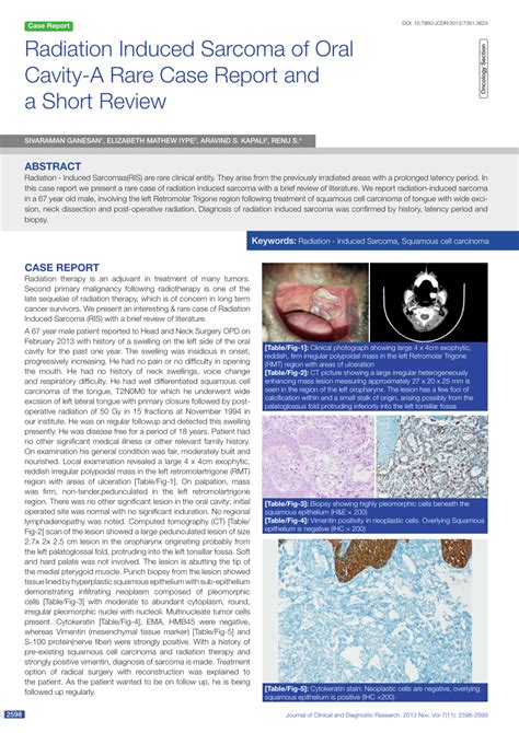 Pdf Radiation Induced Sarcoma Of Oral Cavity A Rare Case Report And A