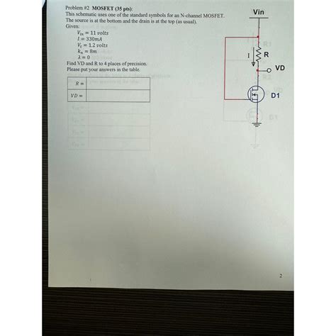 Solved Problem MOSFET Pts This Schematic Uses One Chegg Com