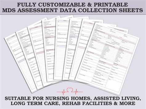 Mds Assessment Data Collection Printable Worksheet For Mds 3 0 Documentation Pdf Canva Etsy