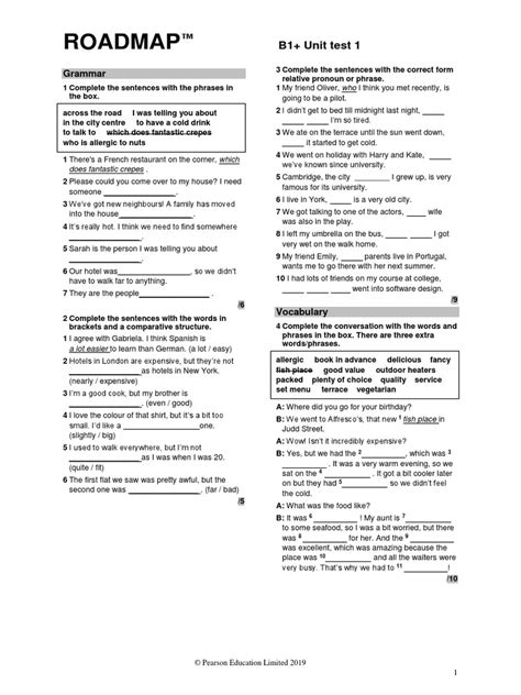 Roadmap B1 Unit Test 1 Pdf Pdf