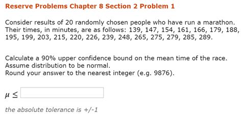 Solved Reserve Problems Chapter 8 Section 2 Problem 1