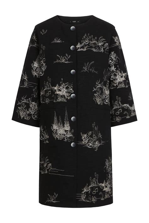 Coatigan With Embroidery Garden Nostalgic Pattern Black Coatigans