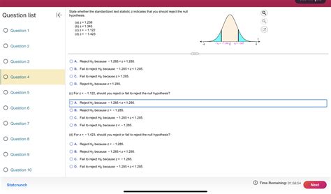Solved State Whether The Standardized Test Statistic Z