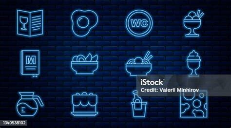 세트 라인 치즈 그릇에 아이스크림 화장실 나초 접시 레스토랑 카페 메뉴 아시아 국수와 스크램블 계란 아이콘 벡터 0명에 대한