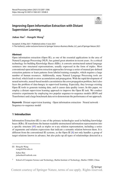 Improving Open Information Extraction With Distant Supervision Learning