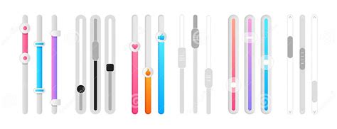 Vector Set Of Scroll Bars Volume Or Brightness Sliders For Website Or Web Page Stock