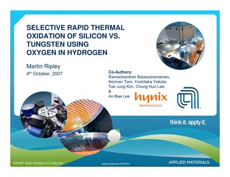 Pdf Selective Rapid Thermal Oxidation Of Silicon Vs Tungsten Using Oxygen In Hydrogen