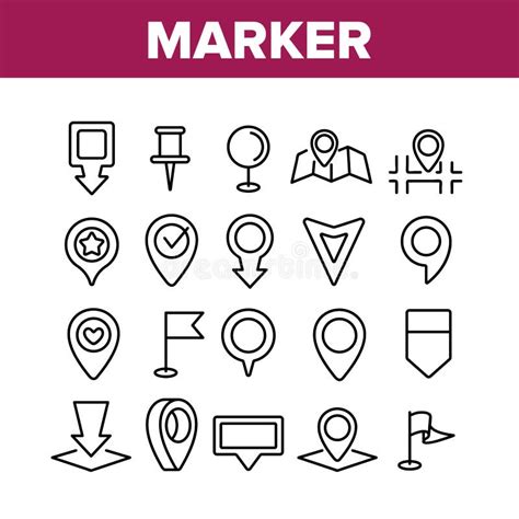 marker pointer gps map collection icons set vector stock vector