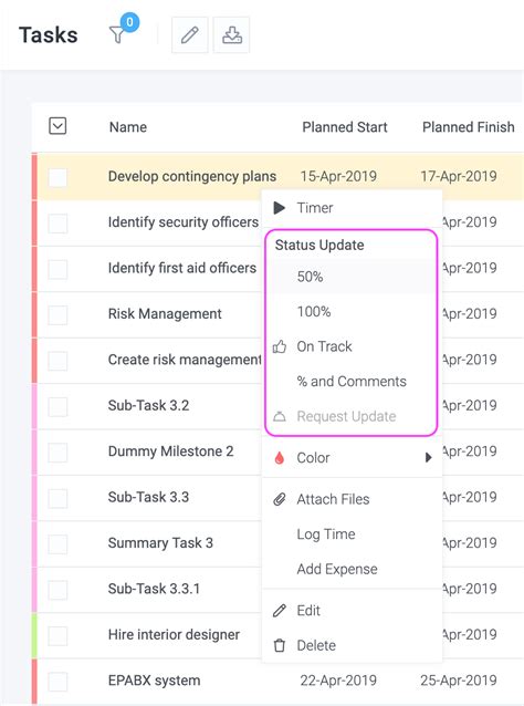 Data Model Capture Projects Tasks And Sub Tasks PalLasi