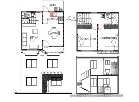 house plan and elevation 2d view cad block layout file in dwg format