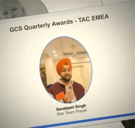 Sarabjeet Singh On Linkedin Truly Ecstatic To Receive The Star Team Player Award For The 50