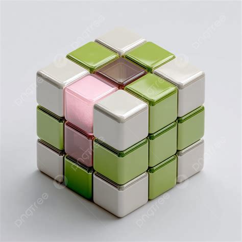 Simple 3d Cube Render With Pink Sheet In The Middle Light Green Squares