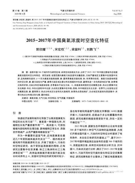 Pdf Spatial And Temporal Variations Of Ozone Concentration In China During 2015 2017