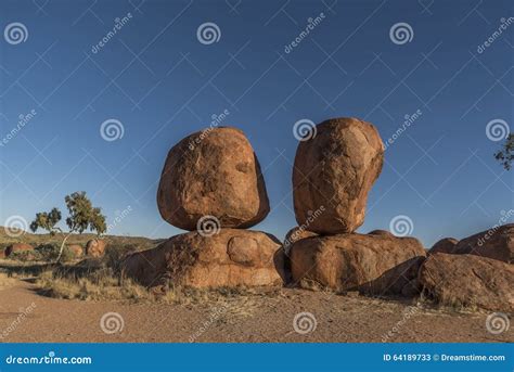 Devil Marbles Australia Stock Image Image Of Astre Desert 64189733