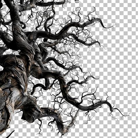 Abstract Design Of Tree Roots Isolated On Transparent Background Premium AI Generated PSD