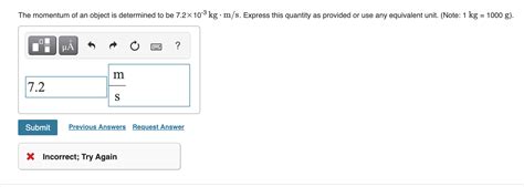 solved the momentum of an object is determined to be 7 2x