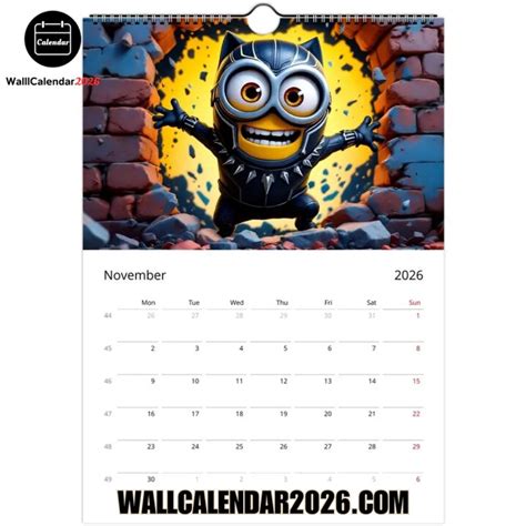 Minions Superhero 2026 Wall Calendar Wallcalendar2026